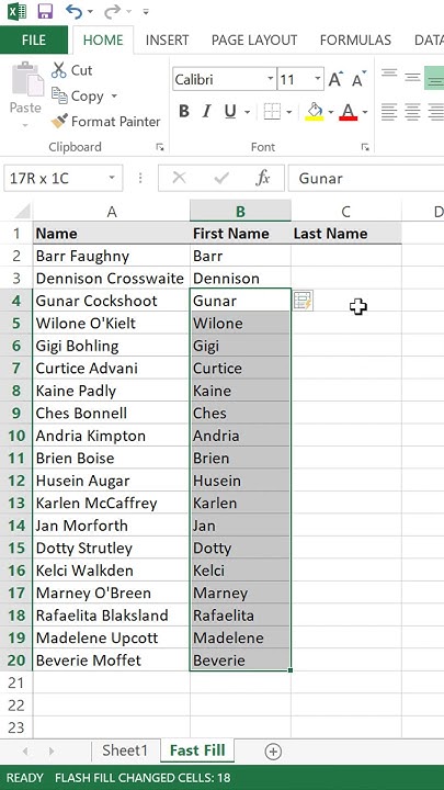 How to use Flash Fill in excel | Seperate first & last name in excel in 5 seconds. - YouTube