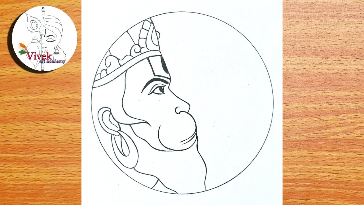 Hanuman Bhagwan in the Circle | Hanuman Pencil Drawing | Simple Hanuman ...