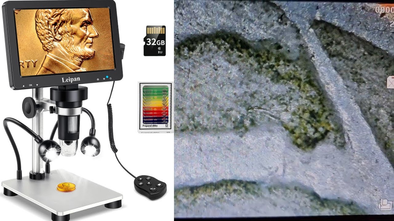 Leipan 7" LCD Digital Microscope Unboxing and Review. 12MP Coin ...
