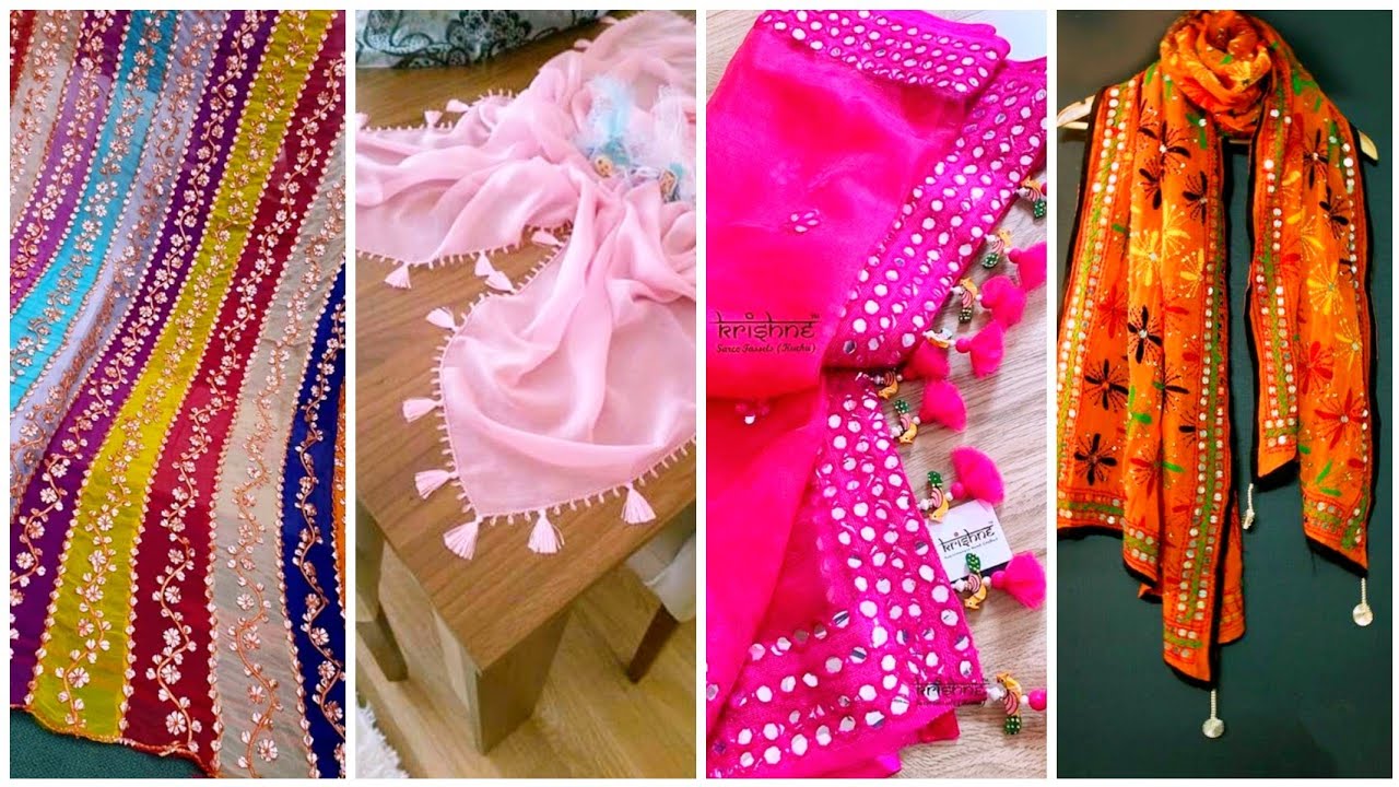 Trendy new Dupatta design ideas homemade cutting and stitching |2022 ...