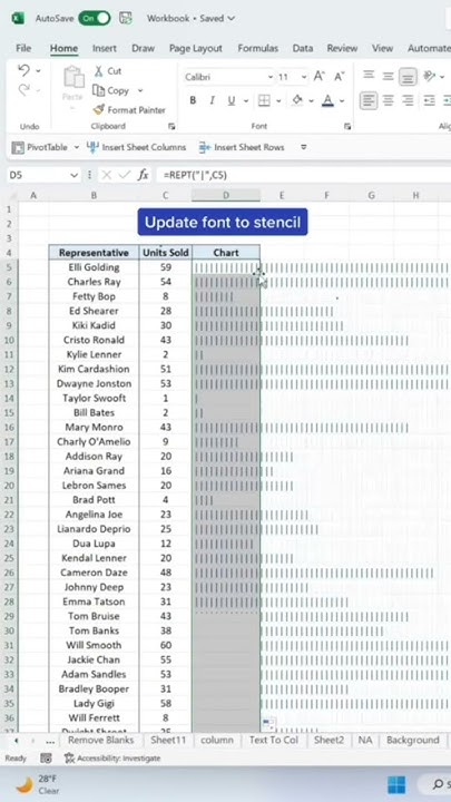 How To Create Rept Bar Charts π Excel Sheets Youtube