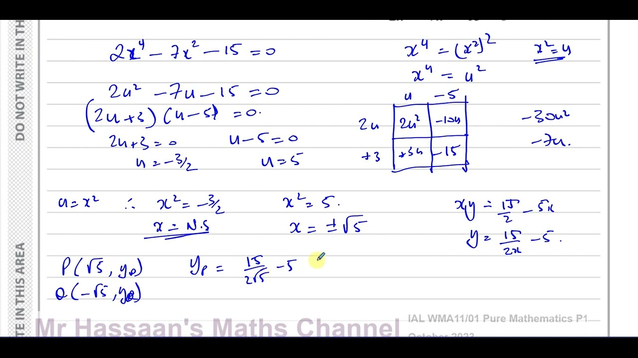 WMA11/01, (Edexcel), IAL, P1, October 2023, Q8, Quadratics, Simultaneous Equations - YouTube