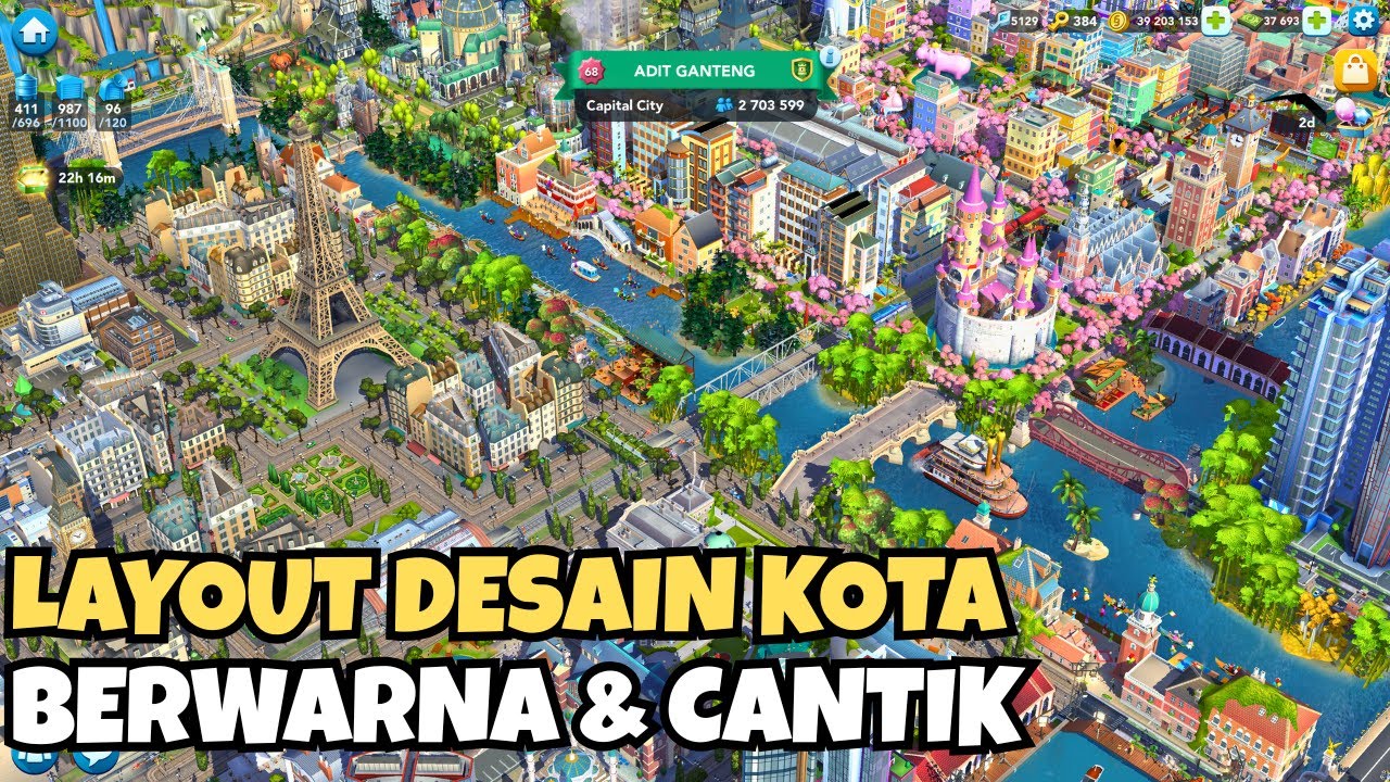 DESAIN KOTA COLORFULL DAN FRESH | REVIEW KOTA ADIT GANTENG | SIMCITY ...
