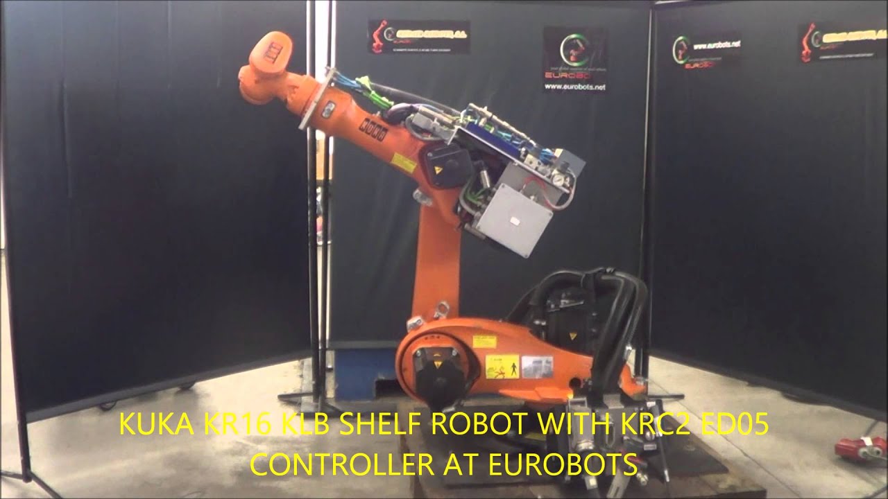 KUKA KR16 KLB SHELF ROBOT WITH KRC2 ED05 CONTROLLER AT EUROBOTS - YouTube