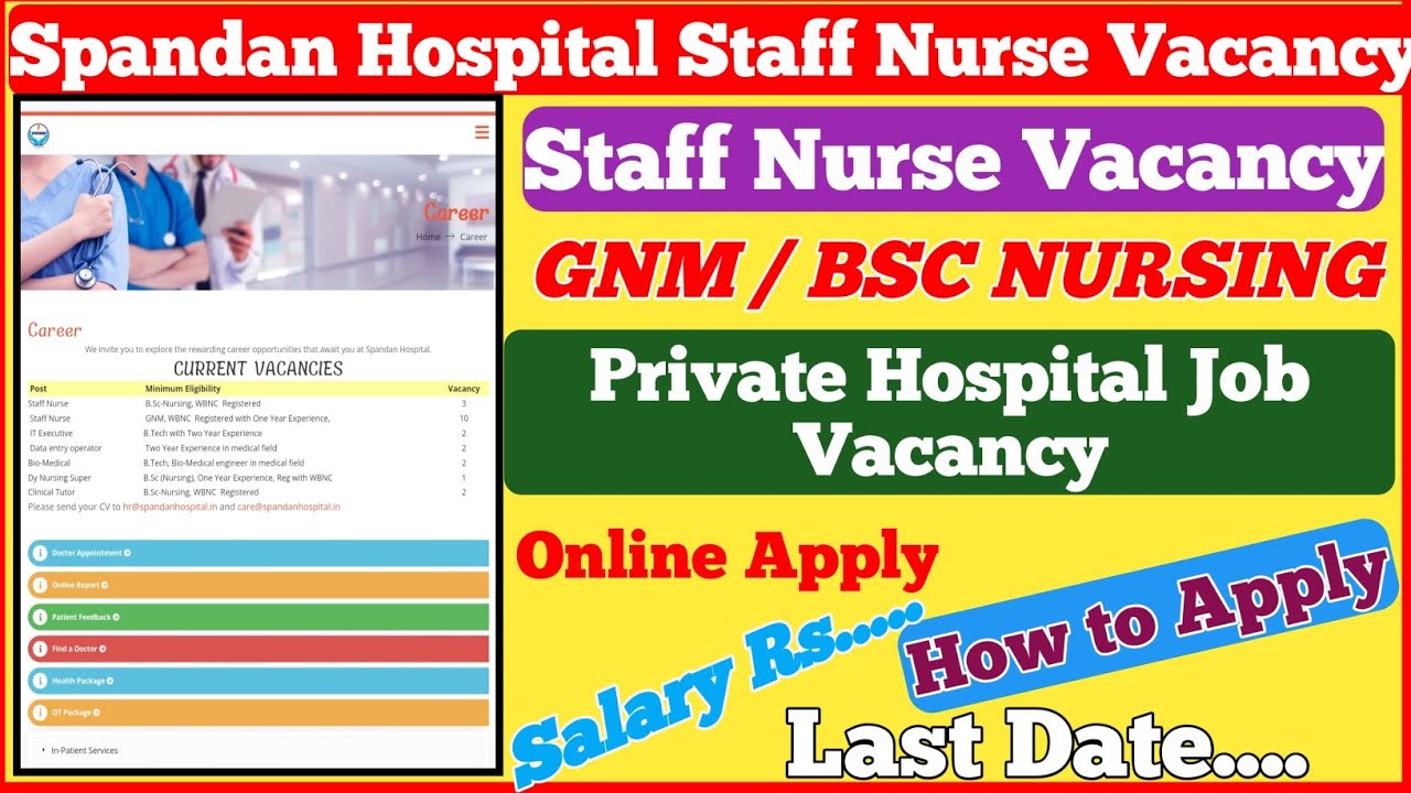 Spandan Hospital Staff Nurse Vacancy 2024 || Private Hospital Staff ...