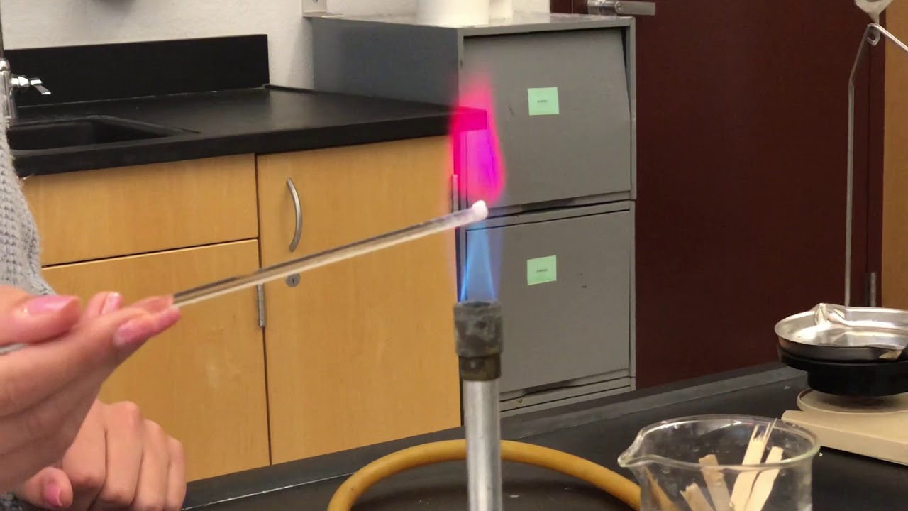 Flame test on lithium - YouTube