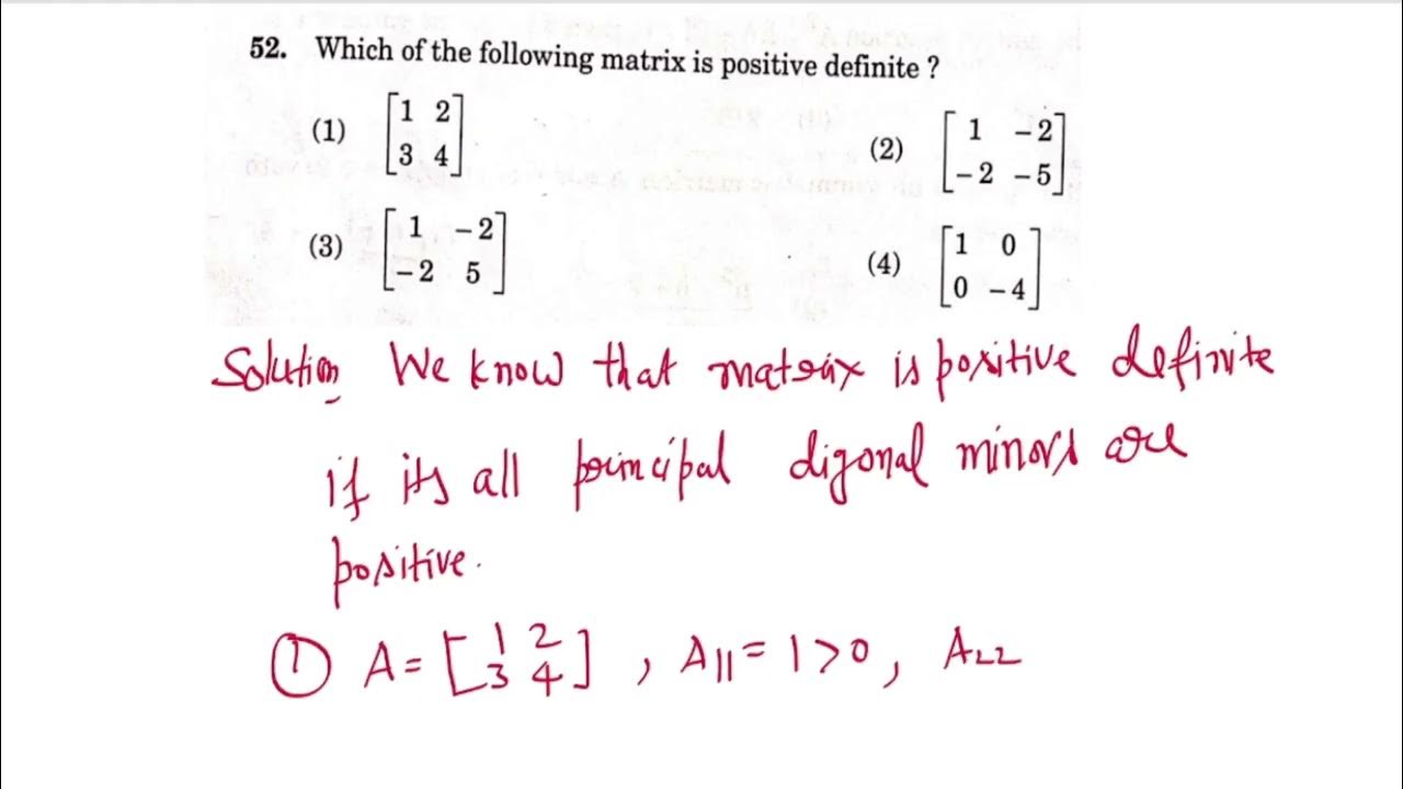 #Question_Based_on_Positive_Definite_Matrices_KSET_2024 - YouTube