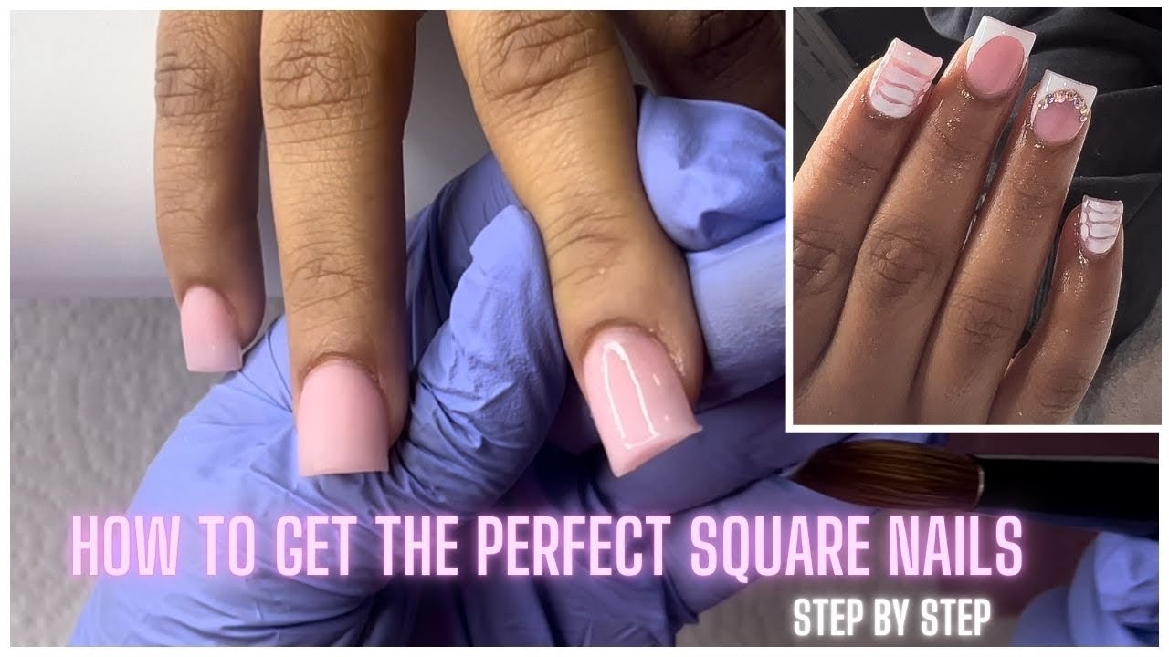 HOW TO: Short Acrylic Nails 📝 For Beginners 💕 | PERFECT SQUARE - YouTube