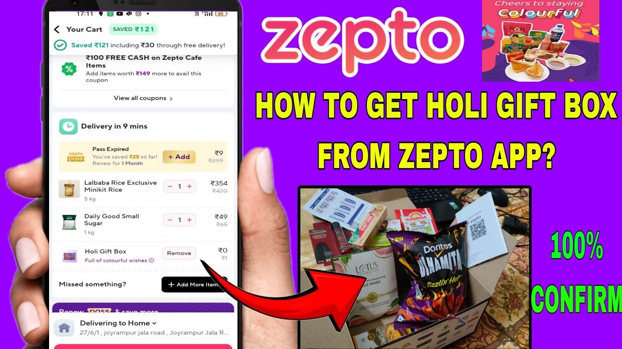 Zepto free Holi Gift Box offer 2025 | How to get Free Holi Gift Box ...