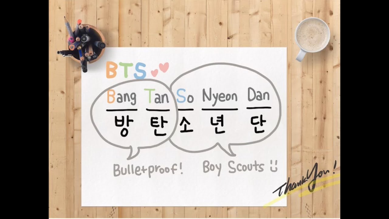 BTS meaning in Korean & BTS written in Korean - YouTube