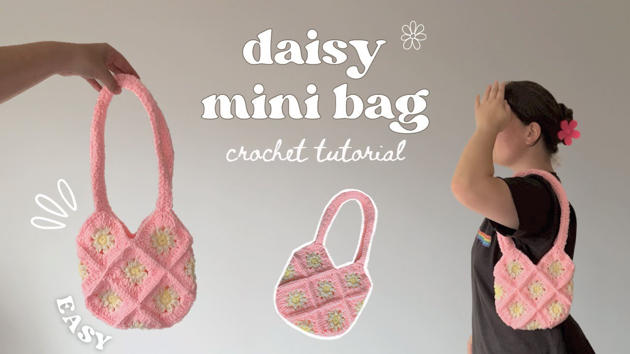 🌼 easy daisy square mini bag 🌸 crochet tutorial - YouTube