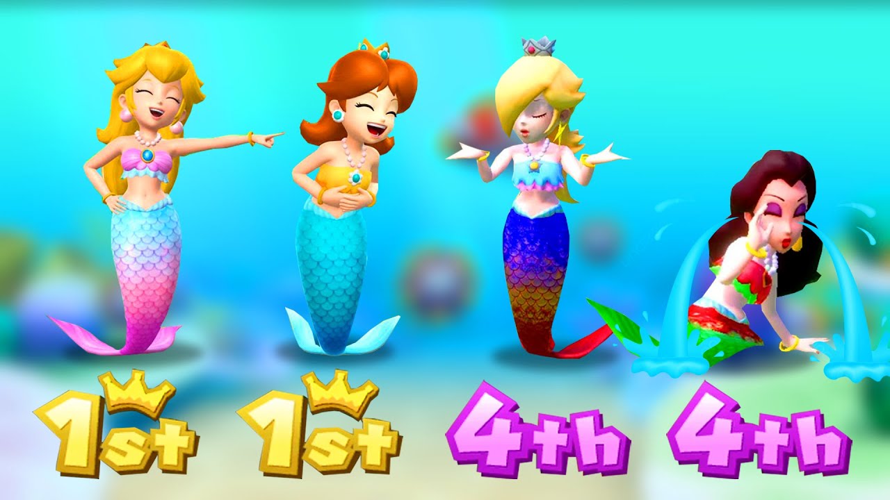 Mario Party 9 Blooper Beach with 4 Princesses Mermaid/ Who will win ...
