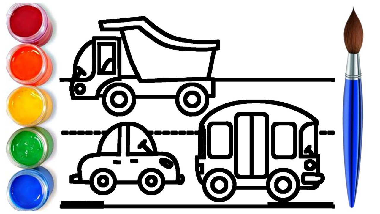 How to draw easy vehicals | truck,bus,car | easy drawing step by step ...
