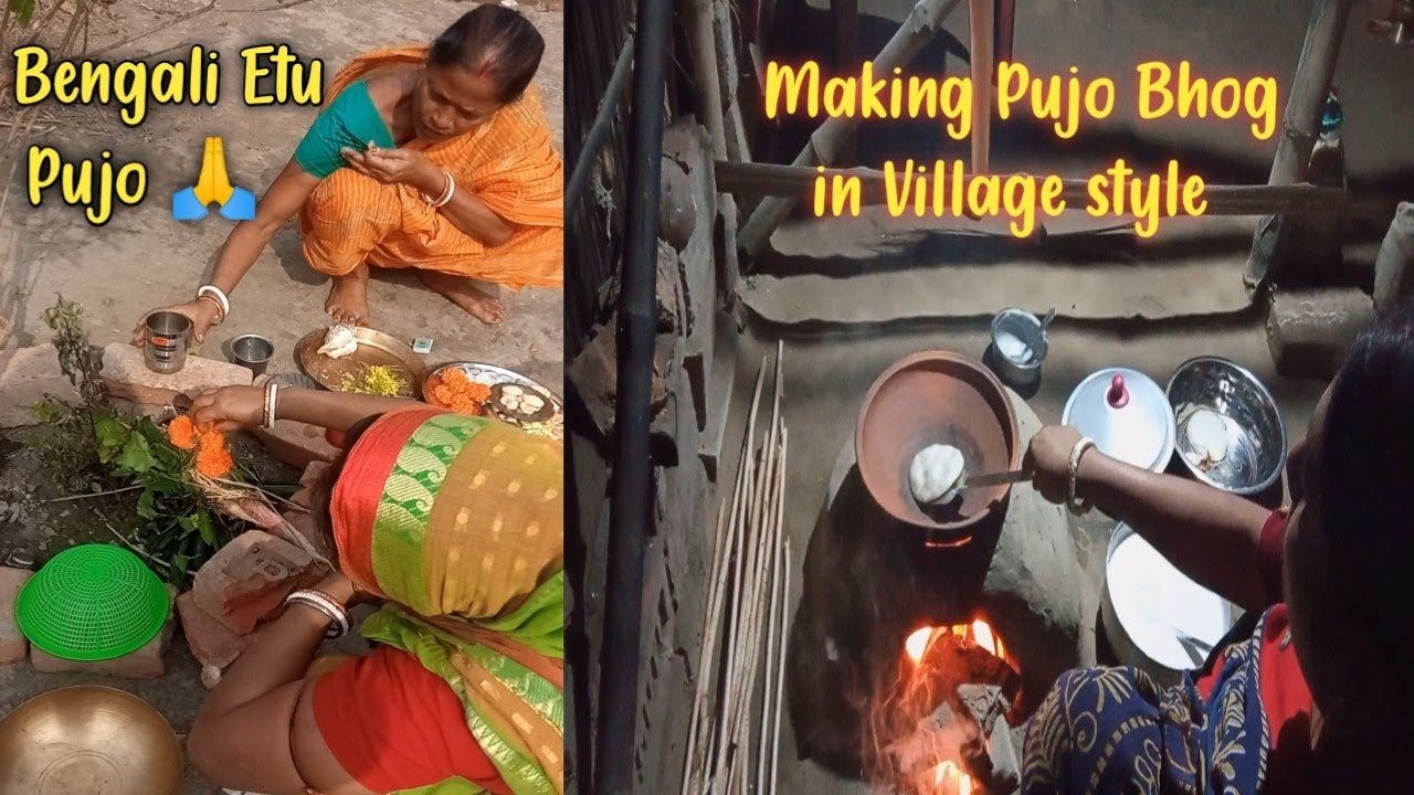 Bengali Itu Pujo Vlog/Doing Pujo & Making Pujo Bhog in Village Style ...