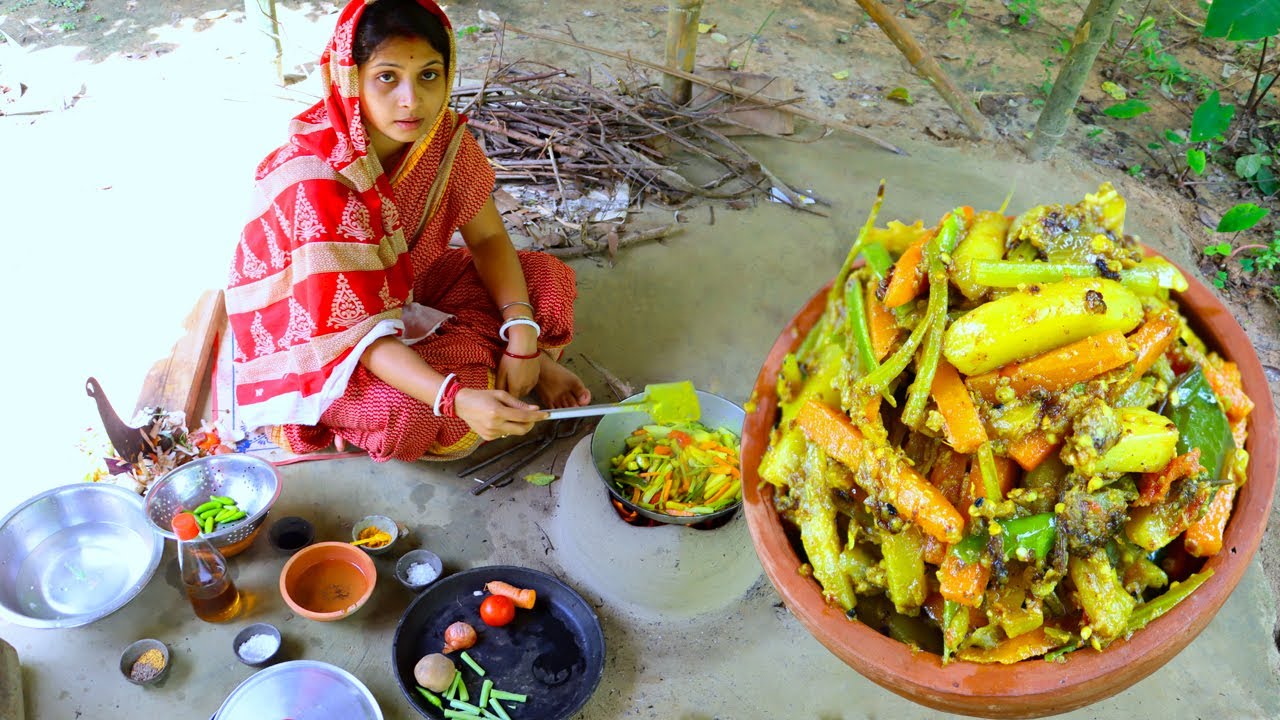 MIXED VEGETABLEs cooking by Limu | Vegetarian Recipe | Bengali Famous ...