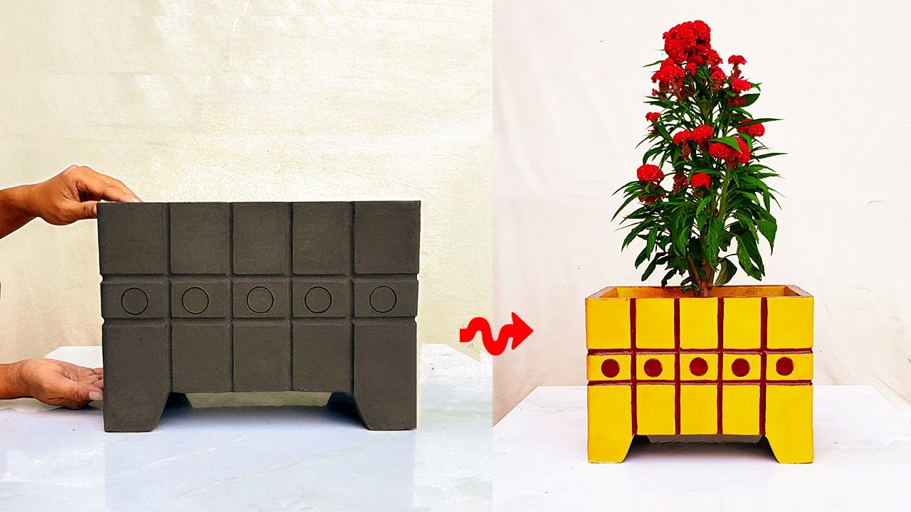 Cement craft ideas at home - Cement flower pots designs - YouTube