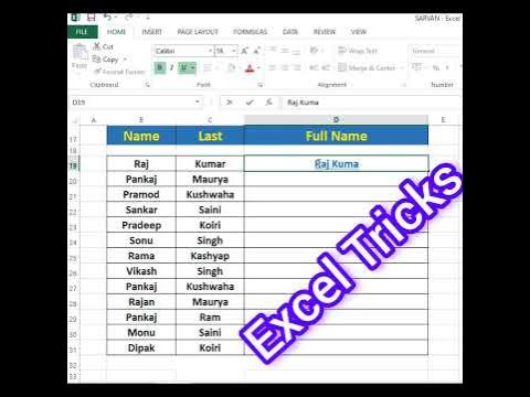 Flash Fill Full Name Excel tips and tricks #shorts - YouTube