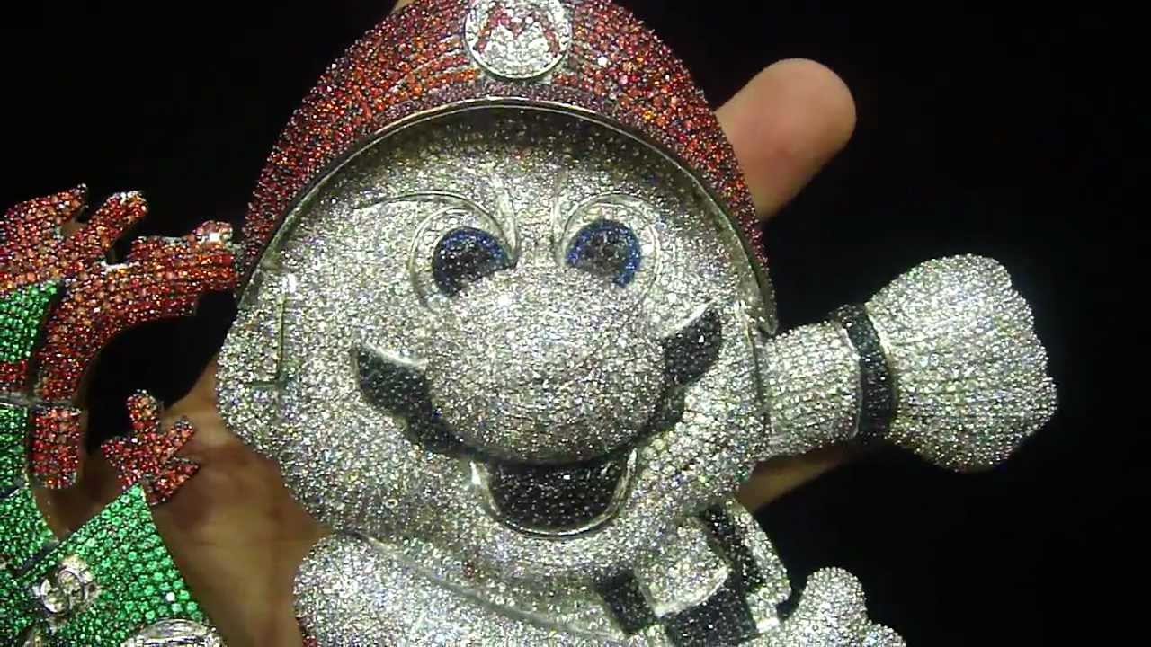 Mr Chris Da Jeweler Custom Lab Diamond "MARIO SNATCHING MONEY" Pendant ...