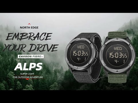 NORTH EDGE APLS Men's Digital Carbon fiber Watch Shock Militray Sports Super Light Outdoor Compass