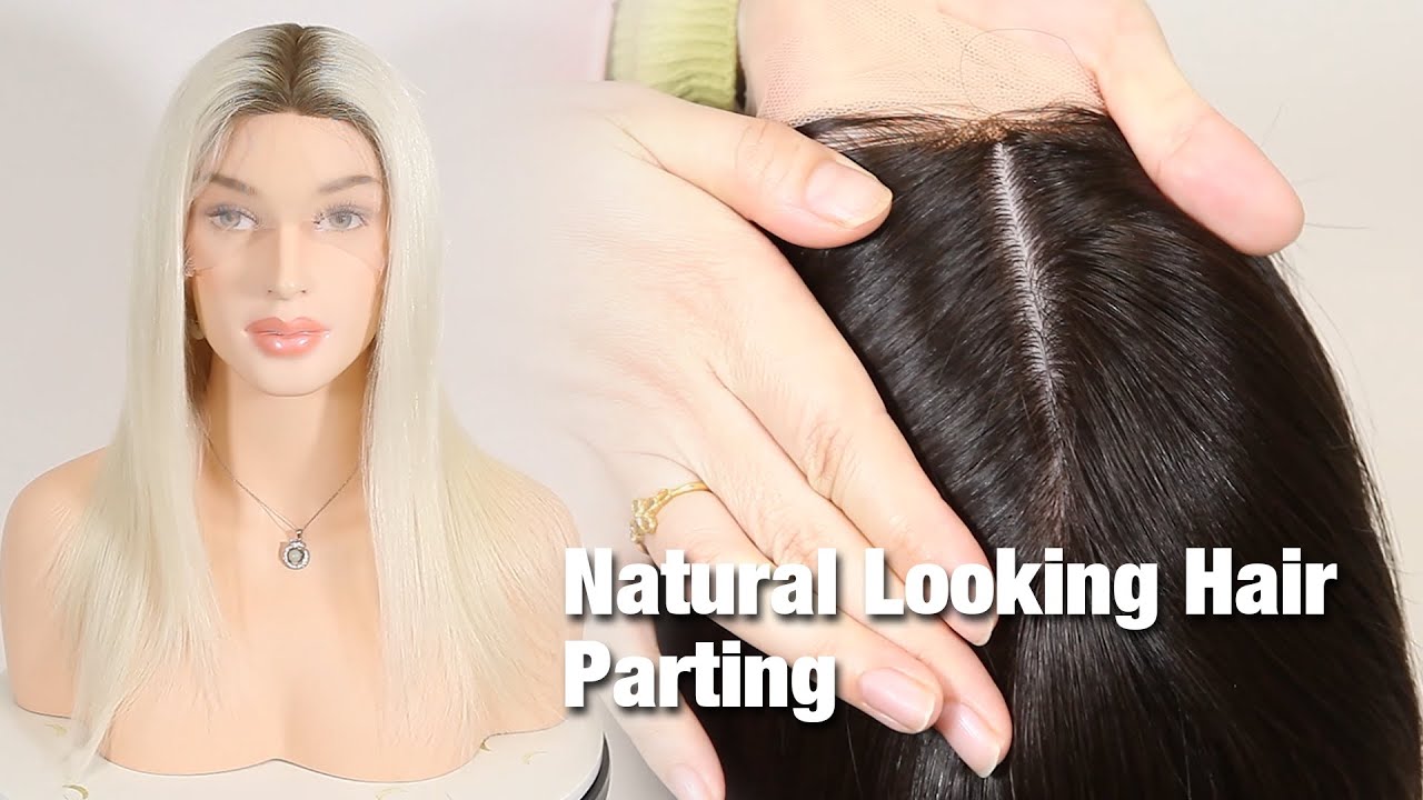 Natural Looking Hair Parting Full Lace Wigs With Blonde White Highlight ...