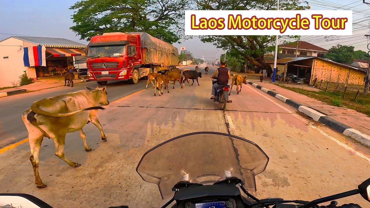 【4K】Laos Motorcycle Tour 16: Vientiane - Boten Port,Last riding in Laos ...