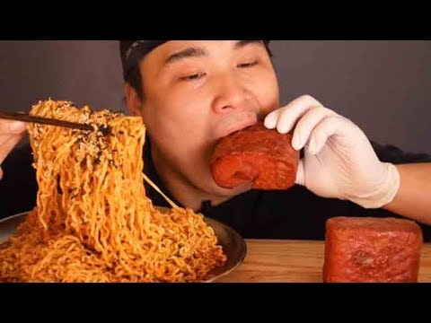불닭볶음면과 통햄 먹방~!! 리얼사운드 social eating Mukbang(Eating Show)