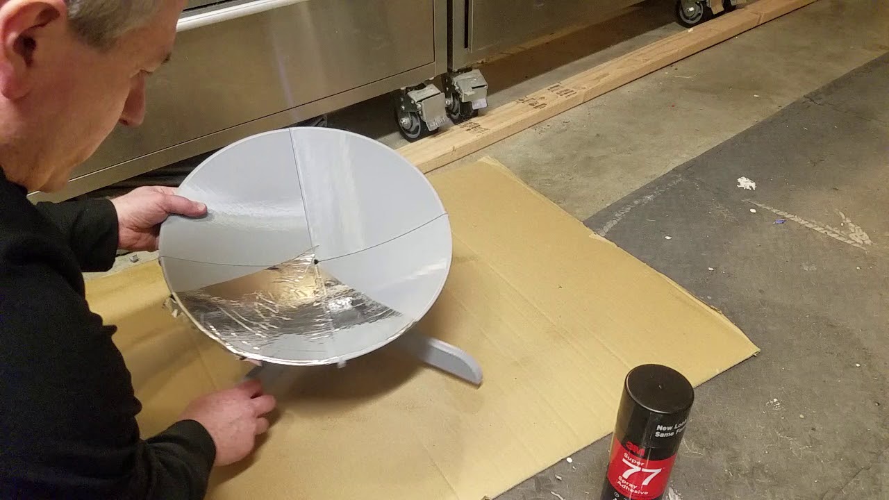 Adding mylar to 3d printed solar cooker - YouTube