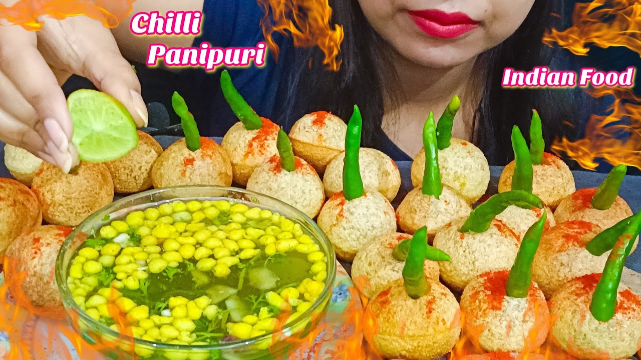 ASMR SPICY CHILLI GOLGAPPA EATING CHALLENGE🔥SPICY PANIPURI EATING ...
