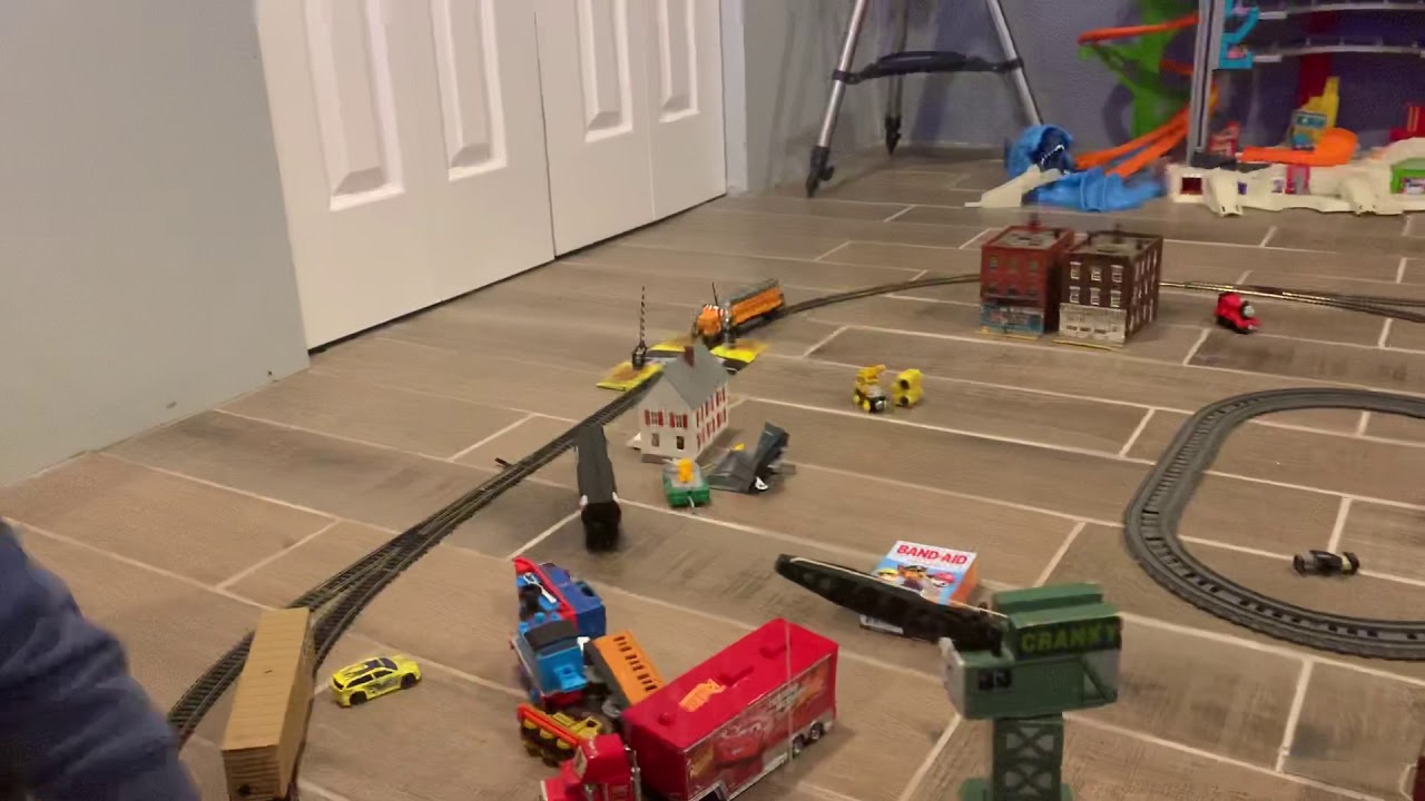 Daniel playing with model trains - YouTube