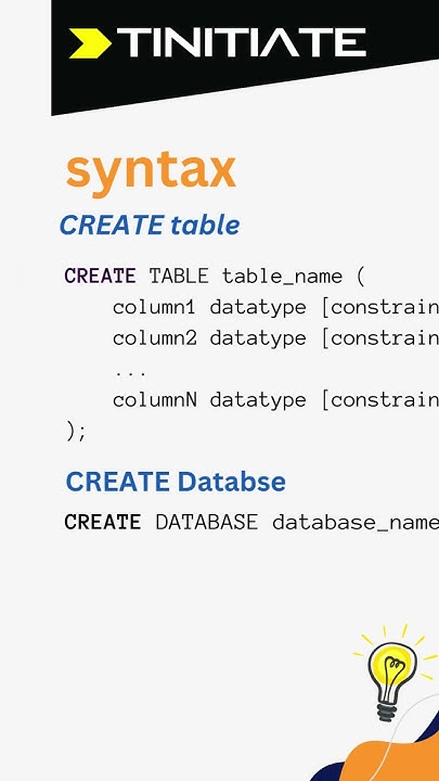 SQL CREATE Command | Tinitiate - YouTube