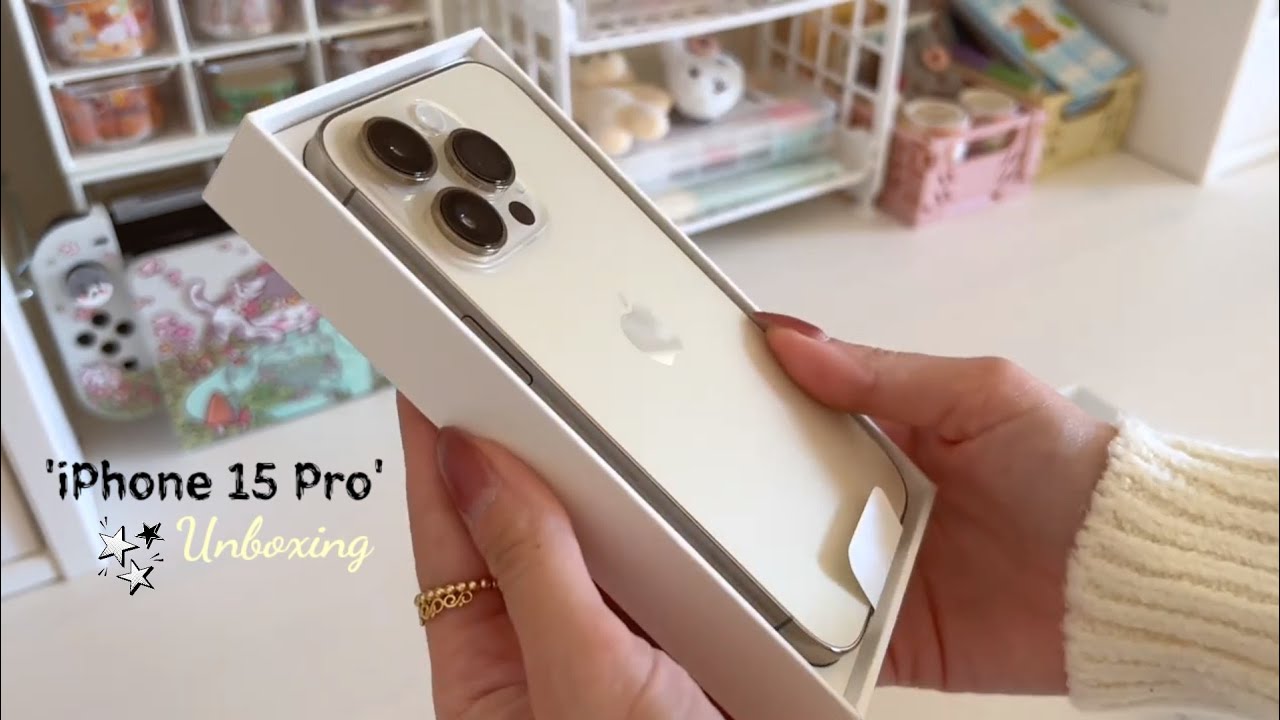 Apple iPhone 15 Pro (Gold) Unboxing 🍎| Aesthetic Review | 2023 - YouTube