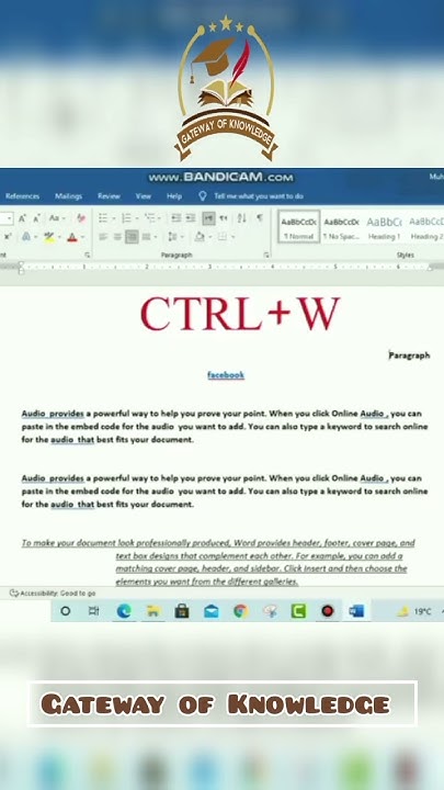 CTRL+W Shortcut Key | Keyboard Shortcut | Computer Shortcut keys | MS Office Shortcut Keys | MS ...