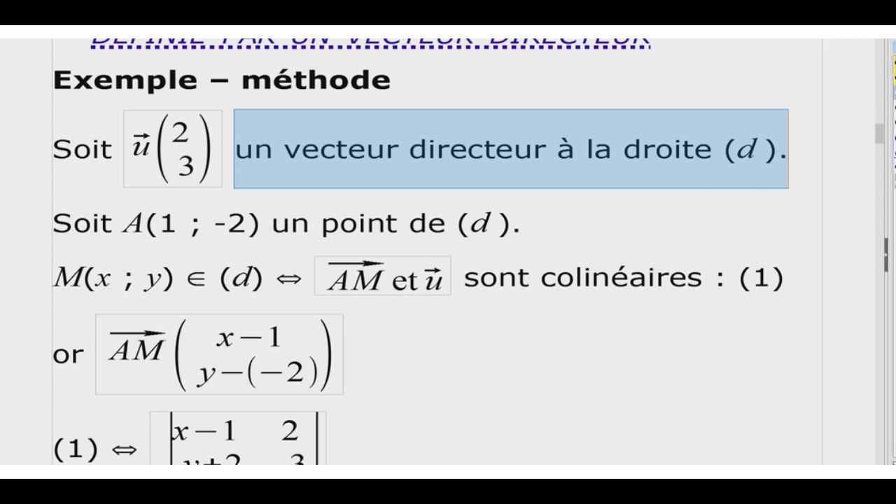 [Produit Scalaire-2]II. Vecteur directeur- normal - YouTube