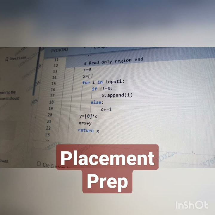 Push Zeros To End Accenture Codingpythonsolutiontrailingzeos By Placement Prep