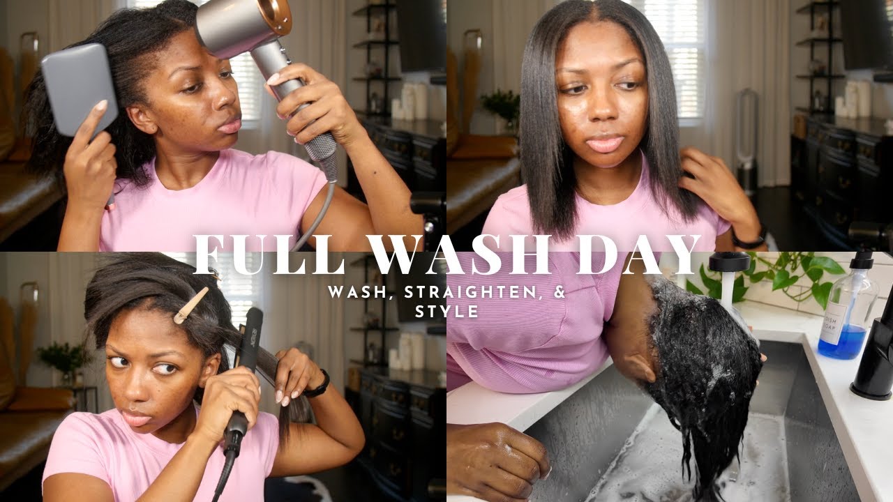 Full Wash Day Routine | Wash, Straighten, & Style | Niara Alexis - YouTube