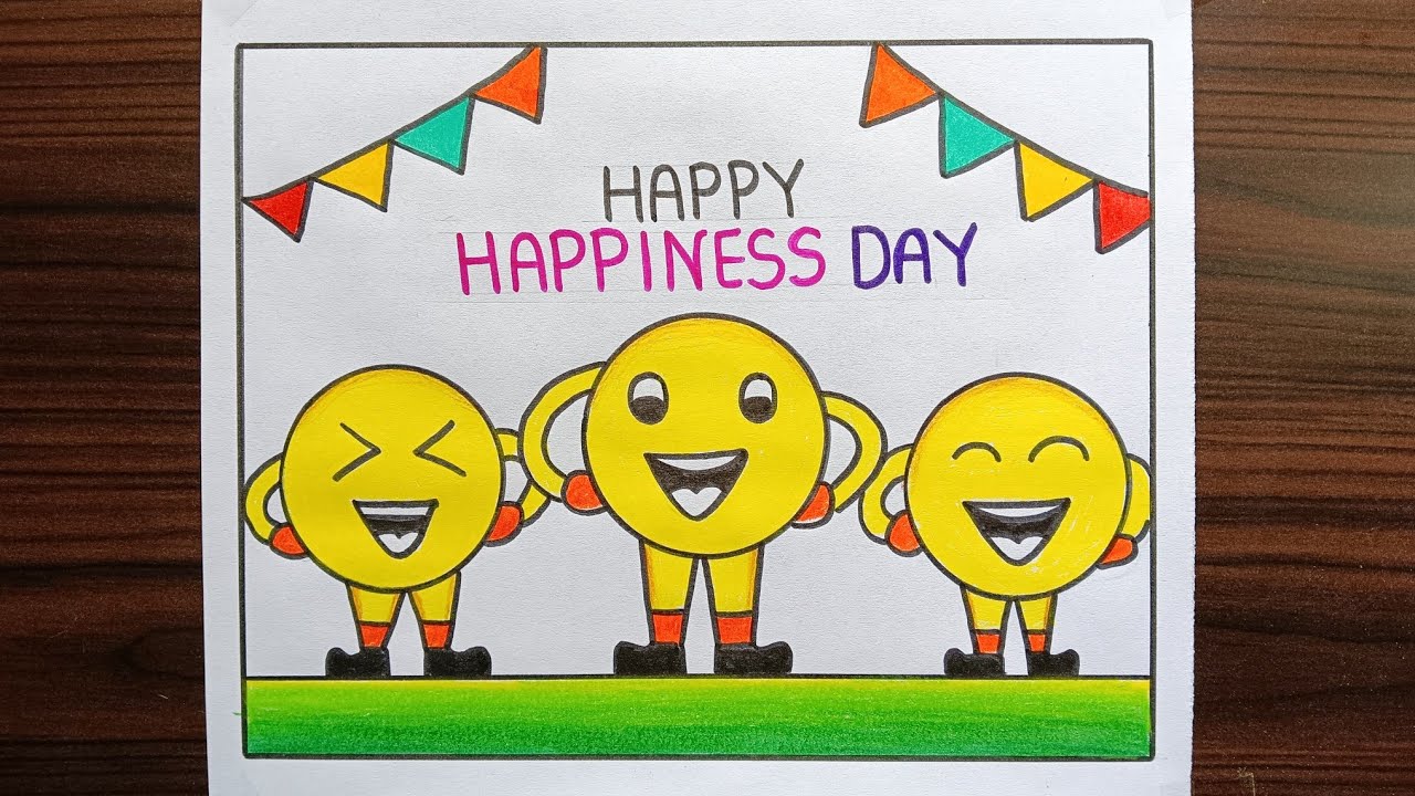 International Day Of Happiness Drawing / World Happiness Day Poster ...
