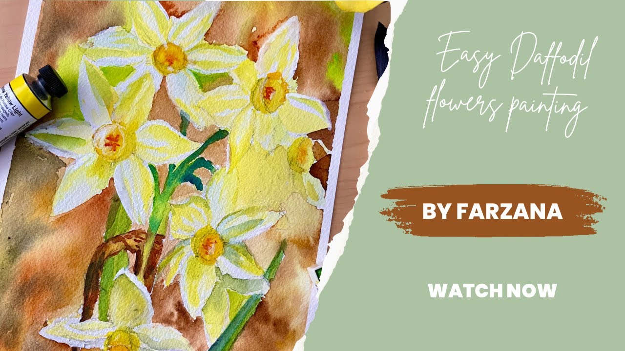 How to paint Daffodil flowers II Easy spring flower painting II ...