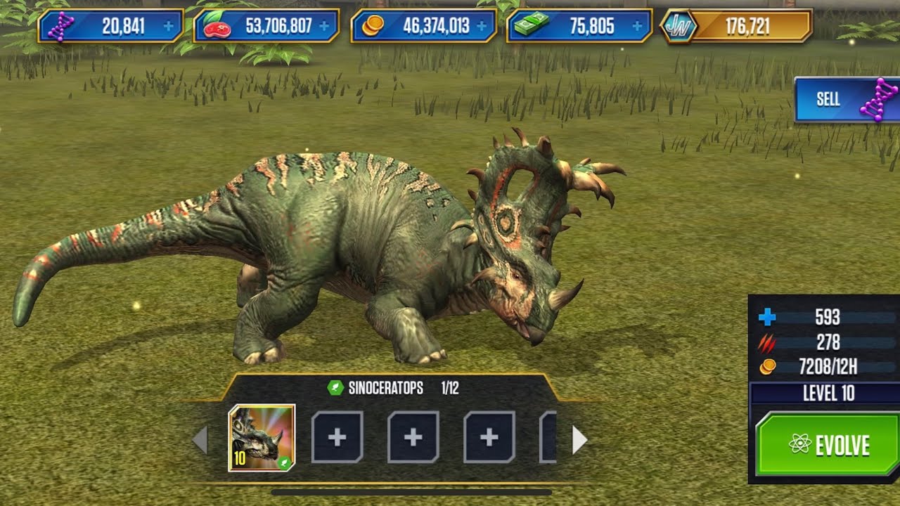 SINOCERATOPS TOURNAMENT 5% - JURASSIC WORLD THE GAME - YouTube