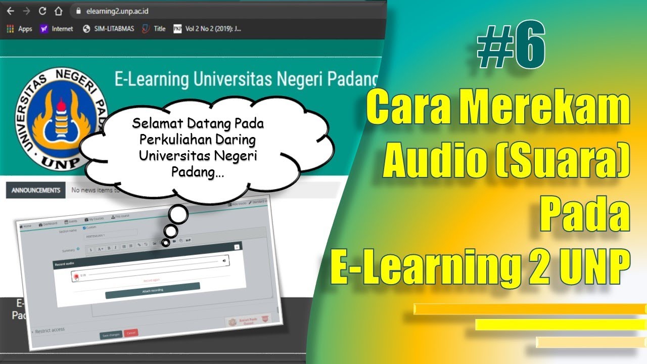 Cara Merekam Suara (Audio) pada E-learning 2 UNP - YouTube