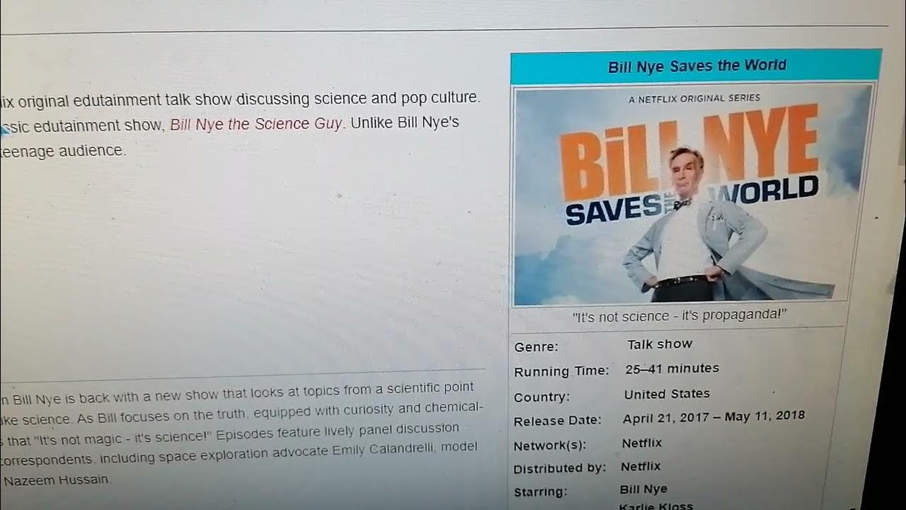 Bill Nye Saves the World is on New Qualitipedia Wiki - YouTube
