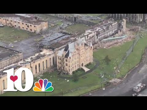 Historic state prison damaged in tornado - YouTube