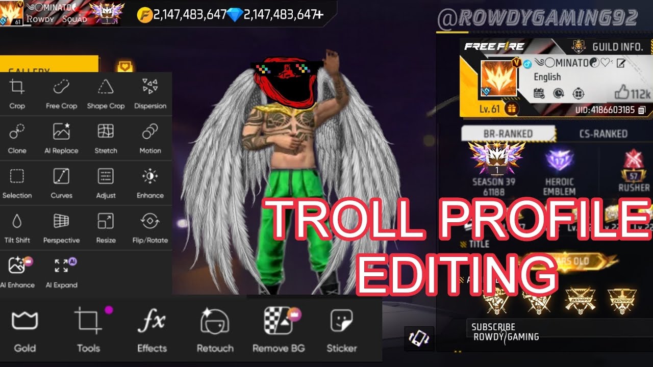 FF MAX🔥 TROLL PROFILE EDITING😲 PICSART TUTORIAL👨‍🏫|| PICSART PHOTO ...