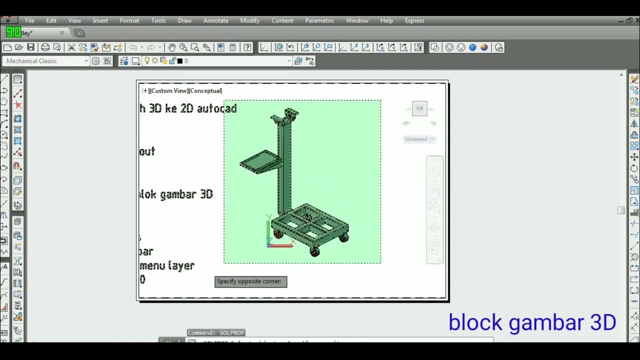 cara merubah gambar 3D ke 2D autocad #acadtrik - YouTube