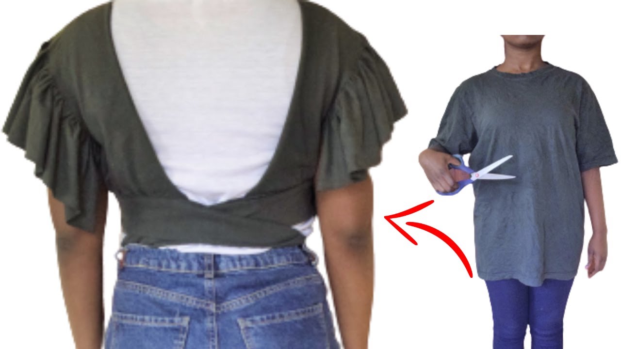 Revamp Old T-Shirt. No need to Throw Away//T-shirt Transformation - YouTube