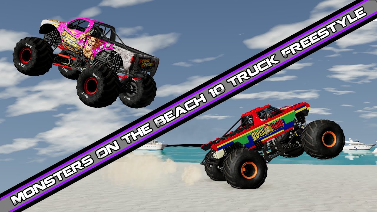 10 Truck Freestyle Highlights - Monsters On The Beach - BeamNG.Drive ...