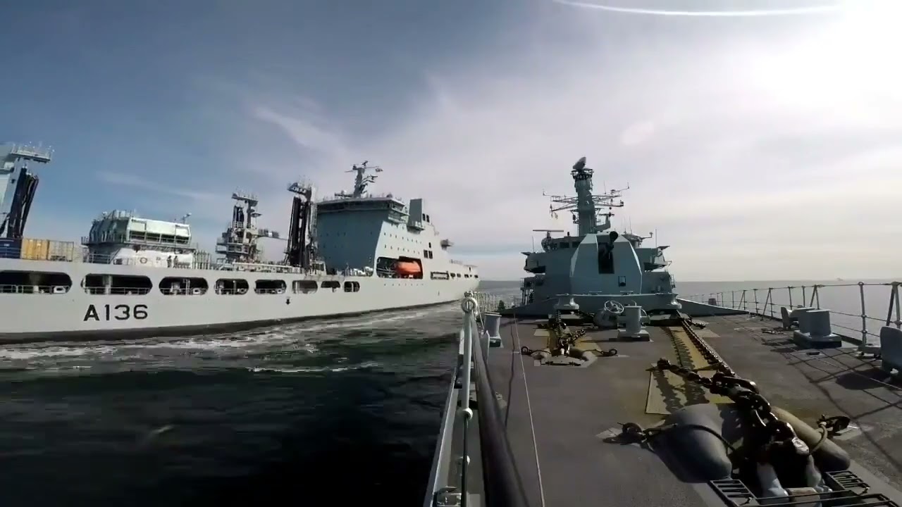 HMS Richmond conducting Replenishment at Sea with RFA Tidespring - YouTube