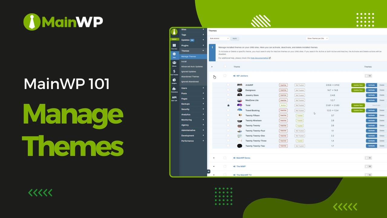 Manage Themes - MainWP 101 - YouTube