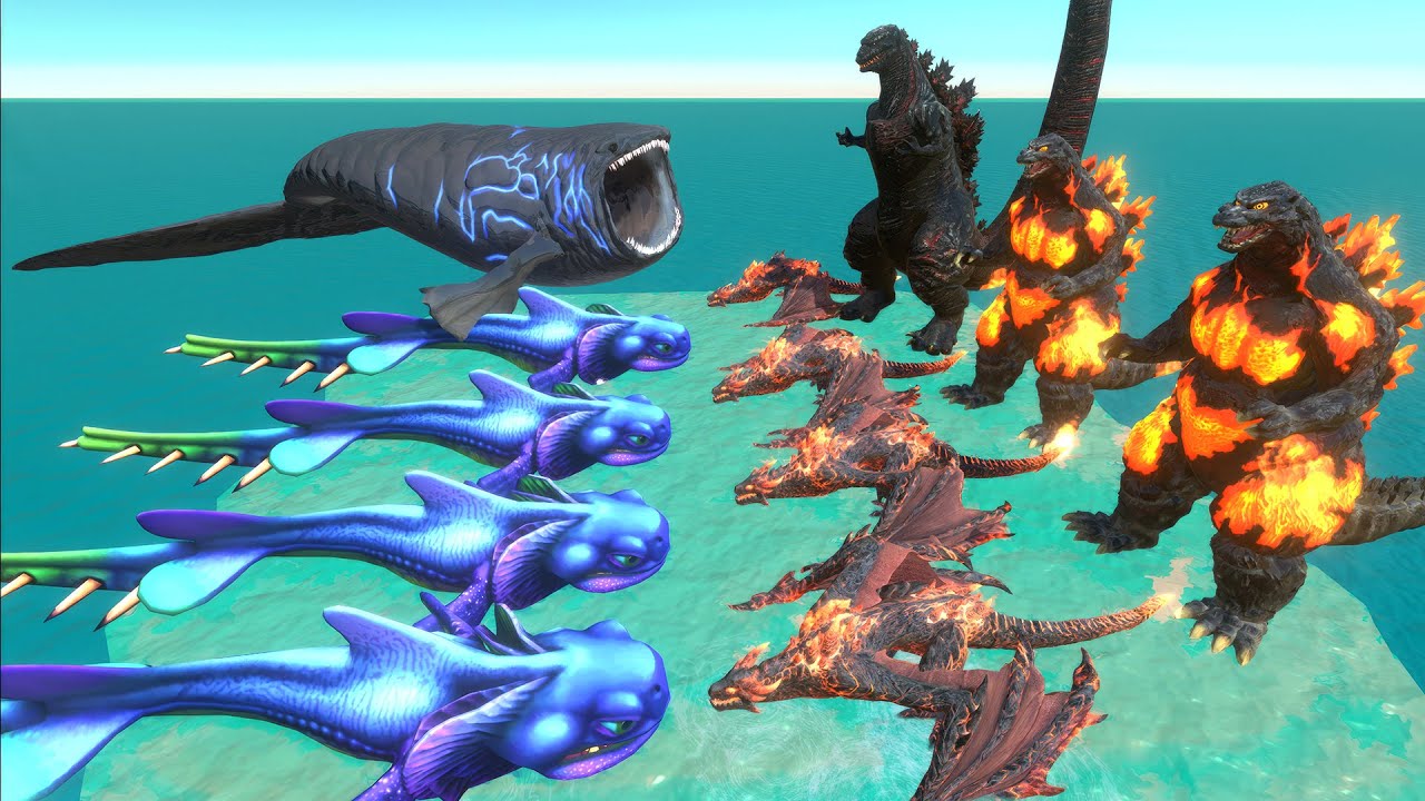 Aquatics Battle - The Bloop VS Fire Team Lava Dragon x Godzilla ...
