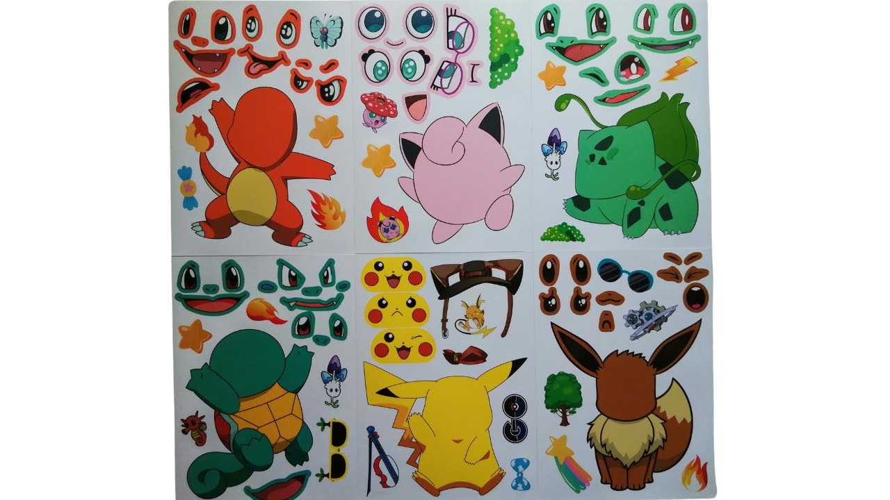 Pokemon Sticker Book ASMR Pikachu, Flareon & Bulbasaur - YouTube