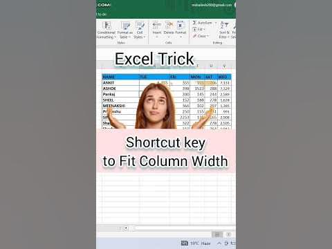 Shortcut key to Fit column width#excel #exceltips - YouTube